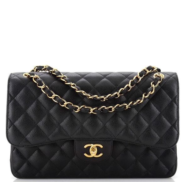 CHANEL | Bags | Chanel Classic Double Flap Bag Quilted Caviar Jumbo ...